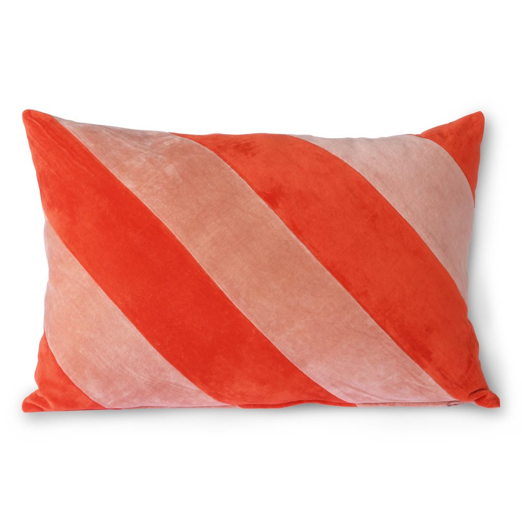 Sierkussen Striped velvet Rood - Sika Wonen